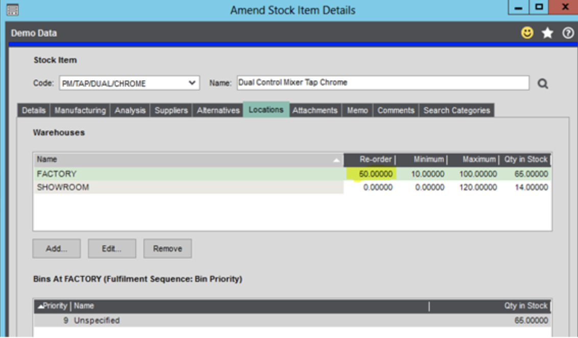 Generate Purchase Orders Routine – stock falling below reorder level - EBS